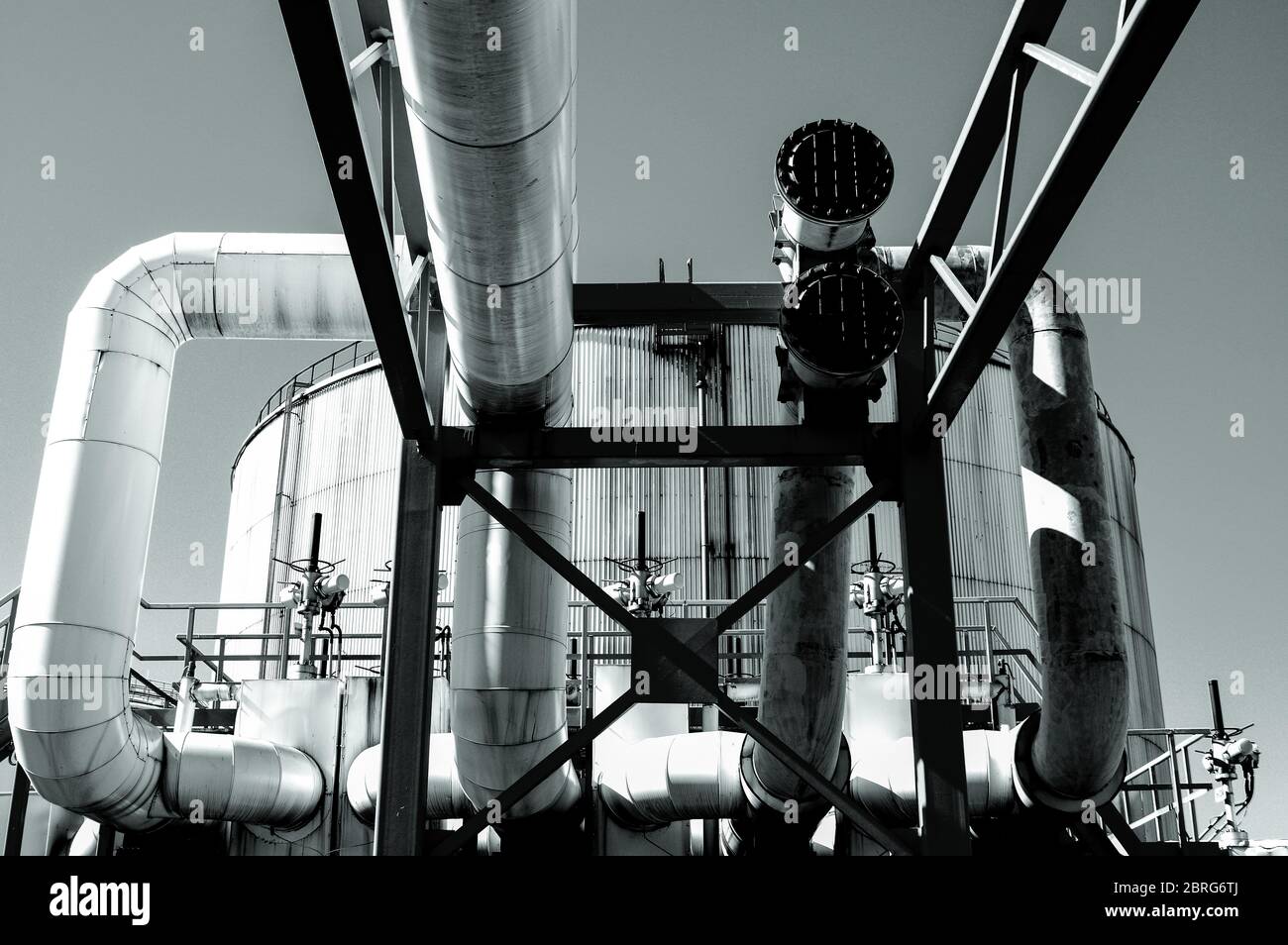 Pipeline and pipe rack of petroleum industrial plant. Offshore Industry ...