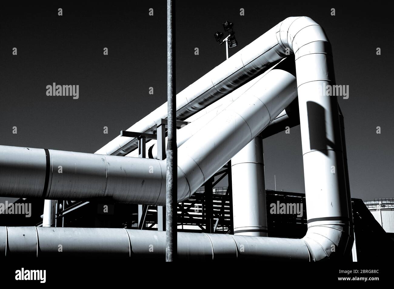 Pipeline and pipe rack of petroleum industrial plant. Offshore Industry ...