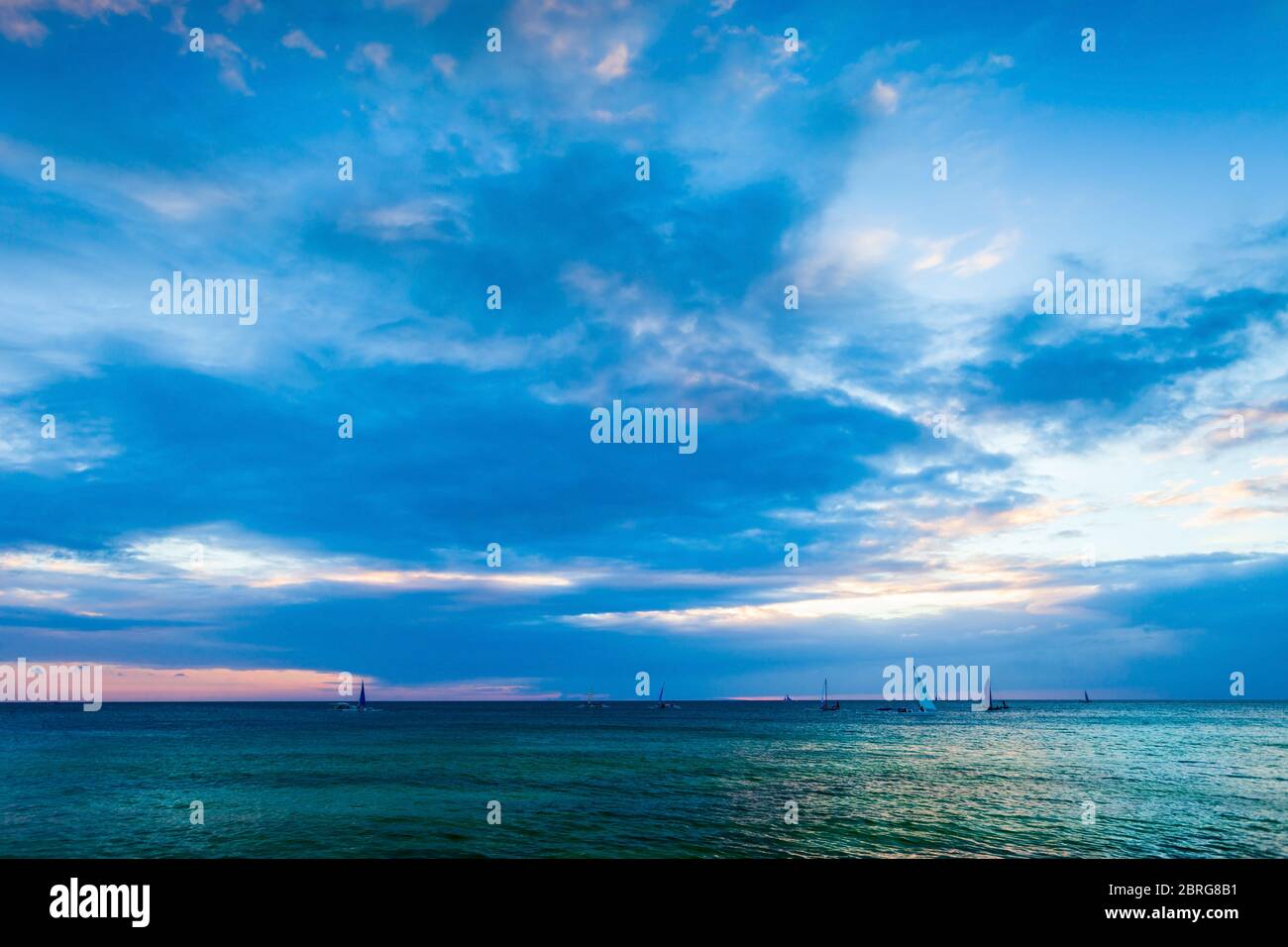 Dramatic tropical sunset at Boracay island beach in Philippines Stock ...