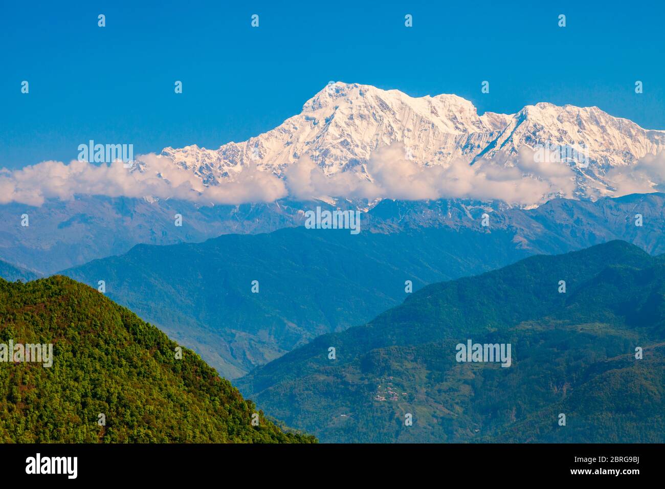Annapurna massif aerial panoramic view from Sarangkot hill viewpoint in ...