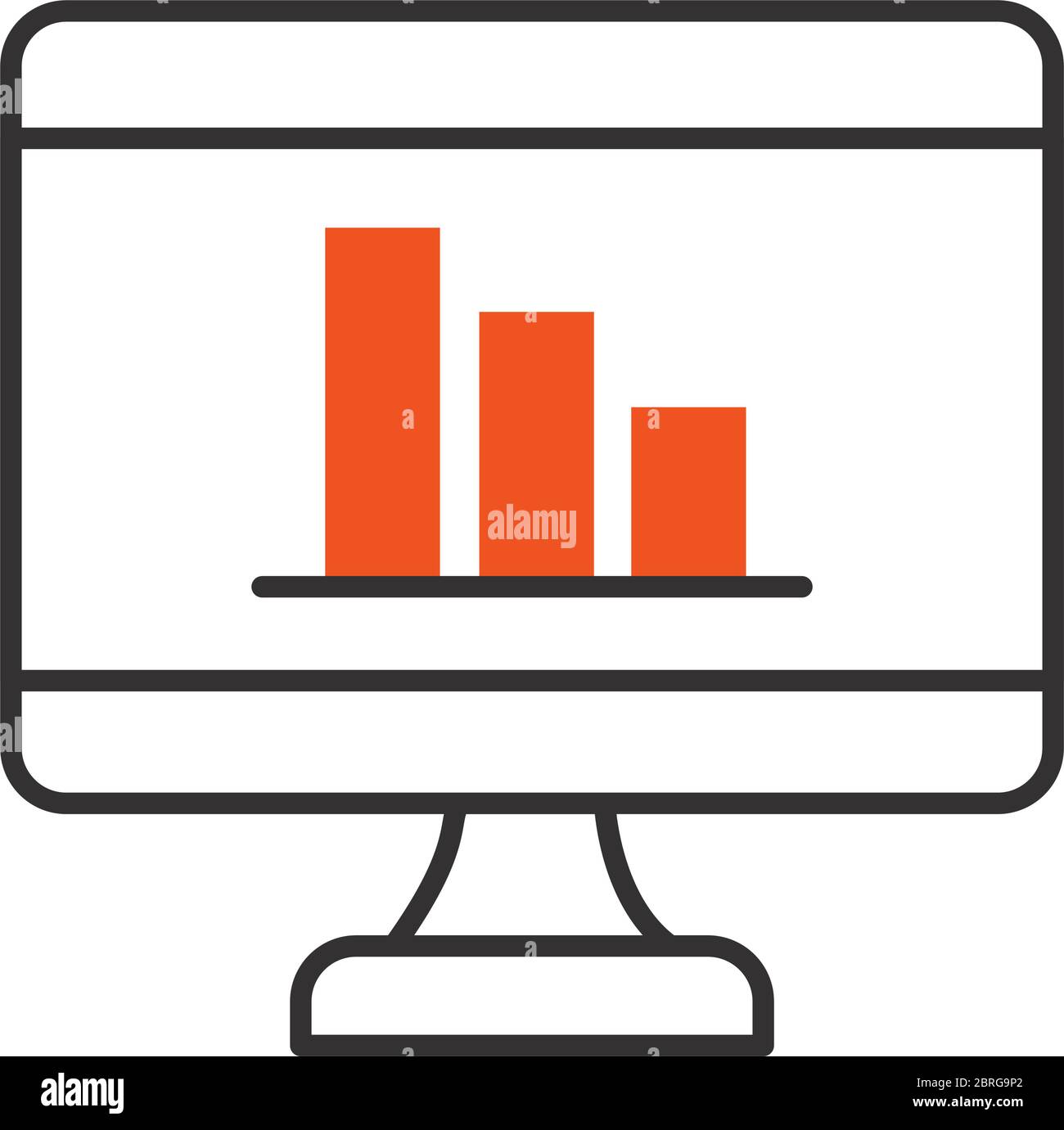 online learning concept, computer with graphic bar chart icon over ...