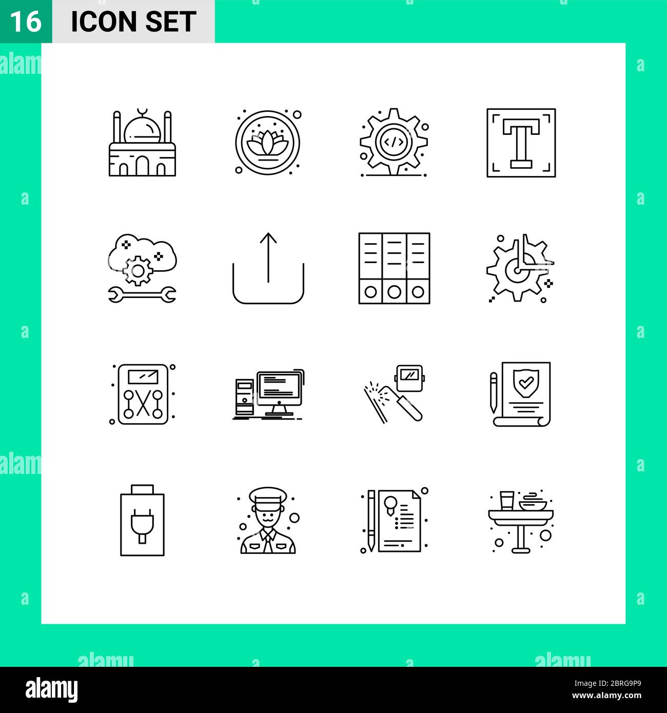 Stock Vector Icon Pack of 16 Line Signs and Symbols for cloud ...