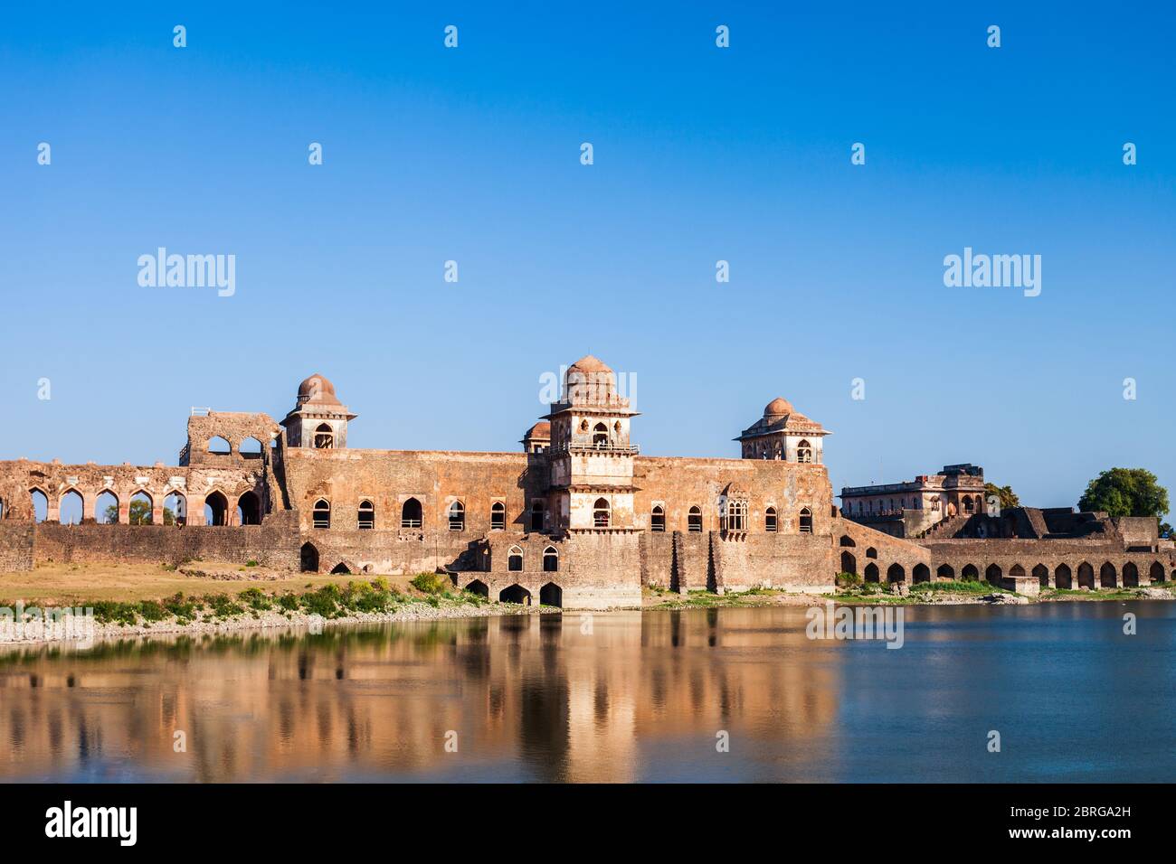 Jahaz Mahal or Ship Palace ruins in Mandu ancient city in Madhya ...