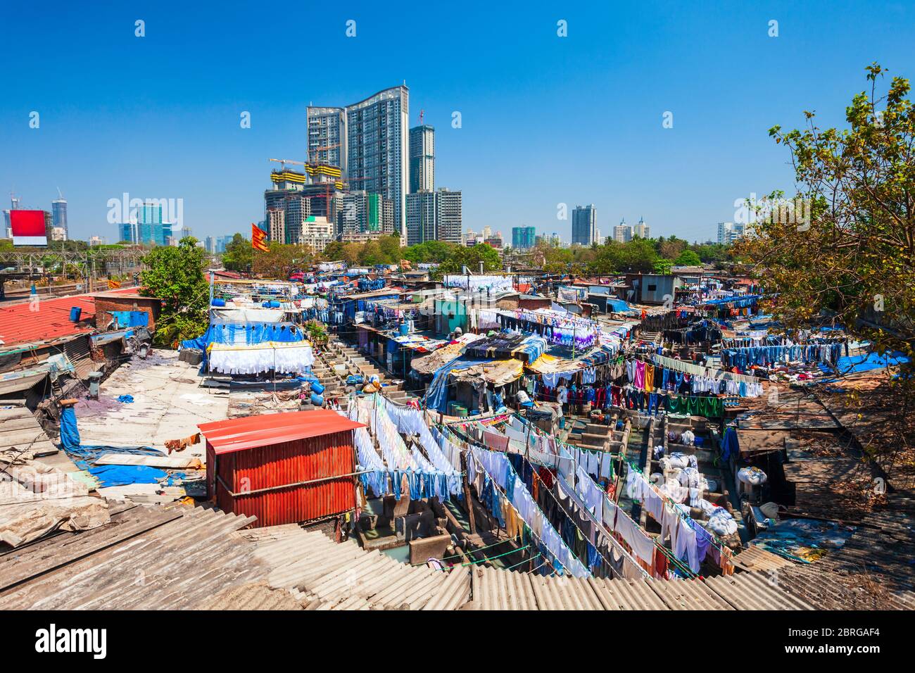 Dhobi Ghat is a open air laundry in Mumbai city, Maharashtra state of ...