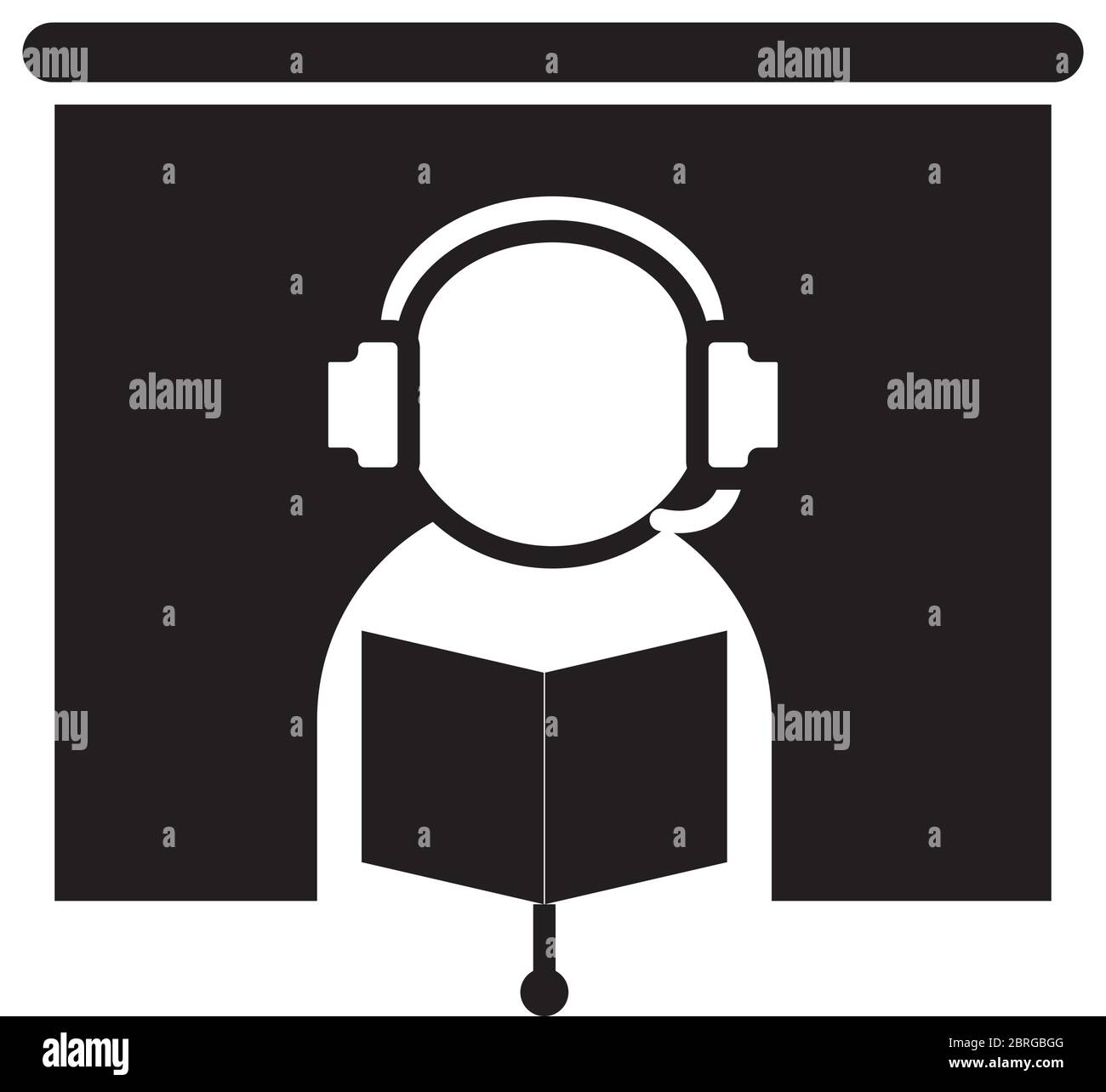 online learning concept, avatar person with headphones learning over ...