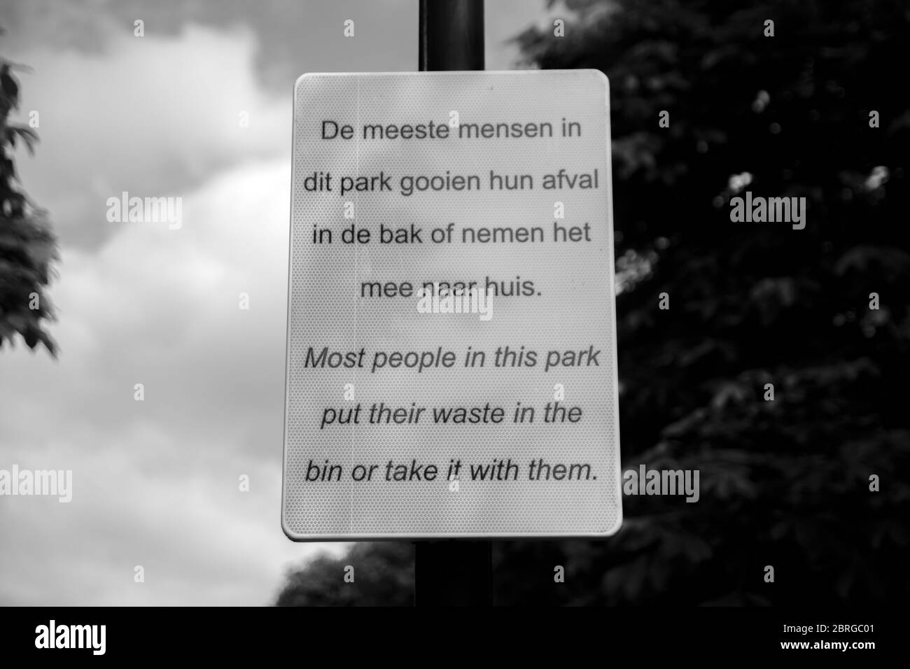 Warning Sign Take Your Trash Home At The Frankendaelpark Park At ...