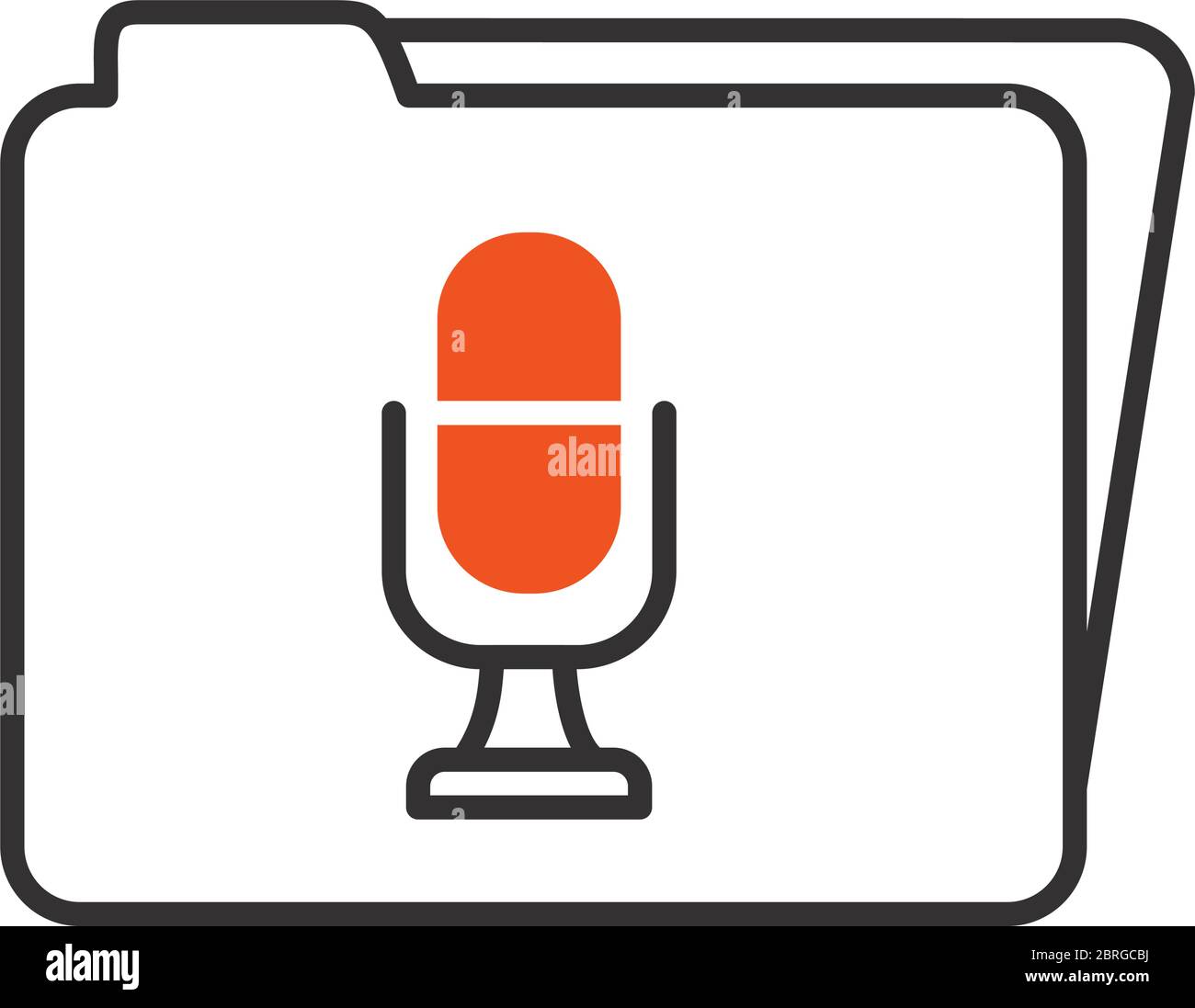 online learning concept, folder with microphone icon over white ...