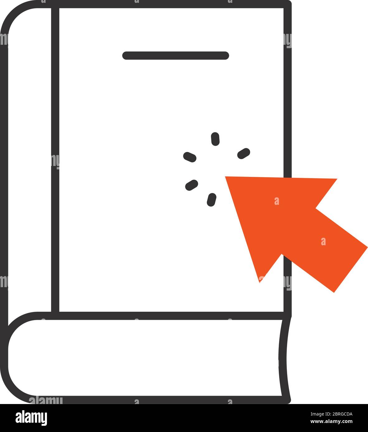 online learning concept, academic book with web cursor icon over white ...