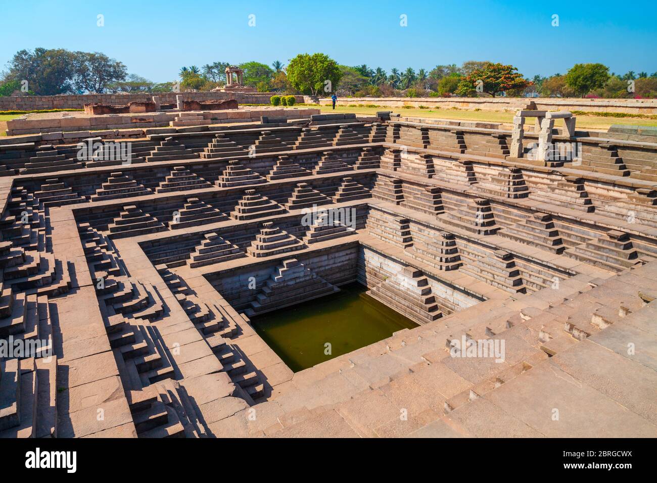 A stepped square water tank at Hampi, the centre of the Hindu ...