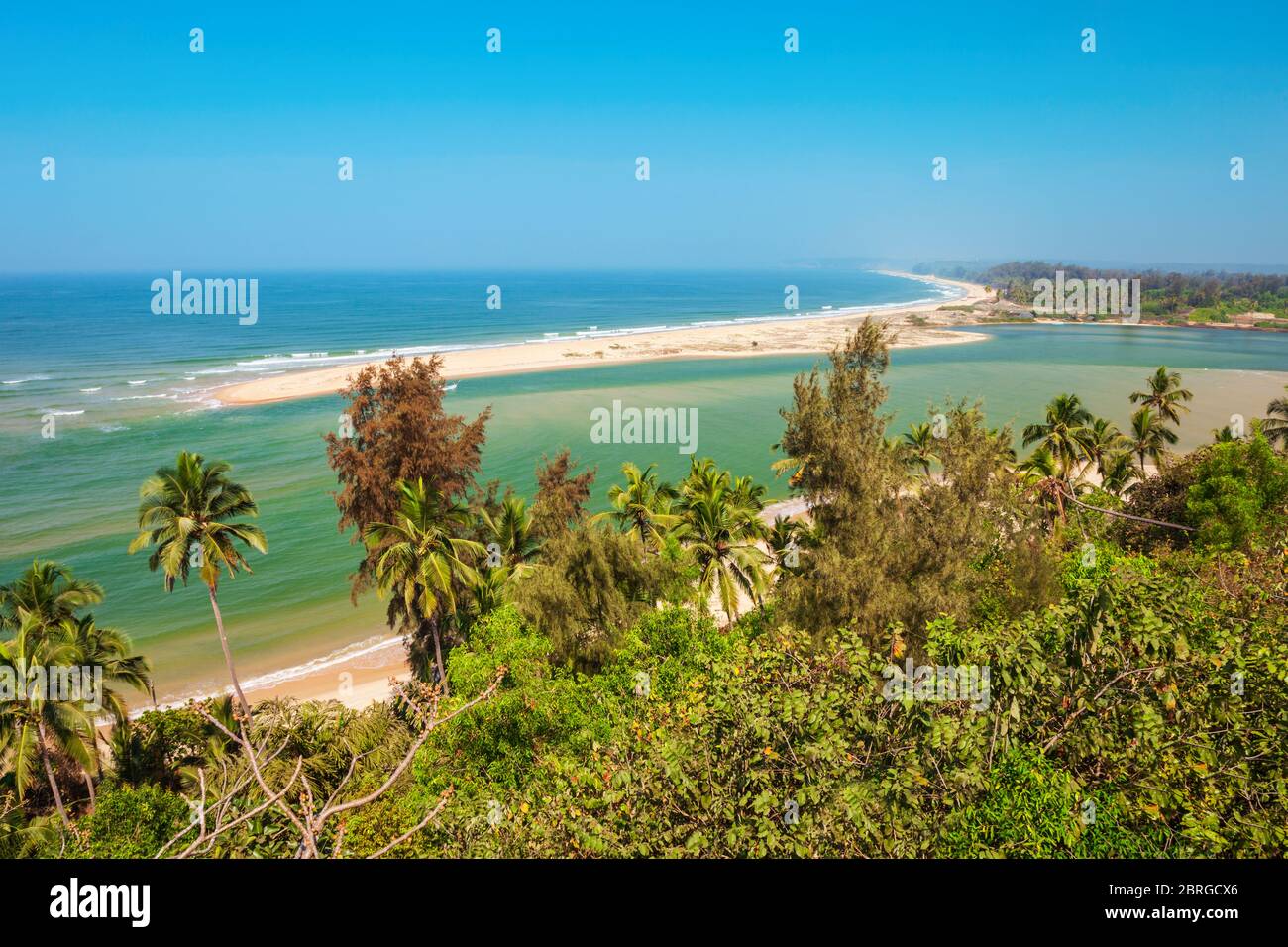 Goa beach aerial panoramic view in India Stock Photo - Alamy