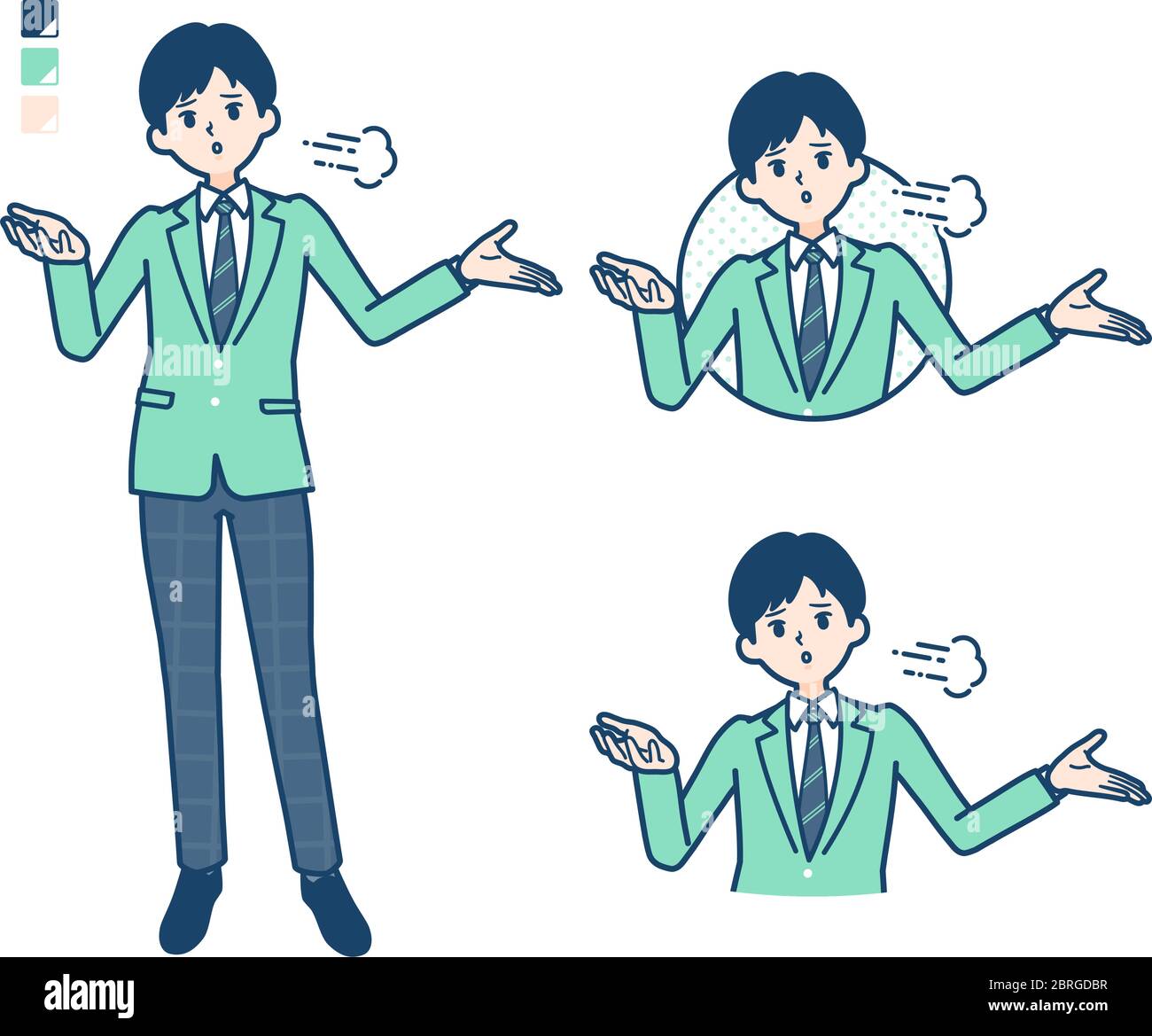 A student boy in a green blazer with Discouraged images. It's vector ...