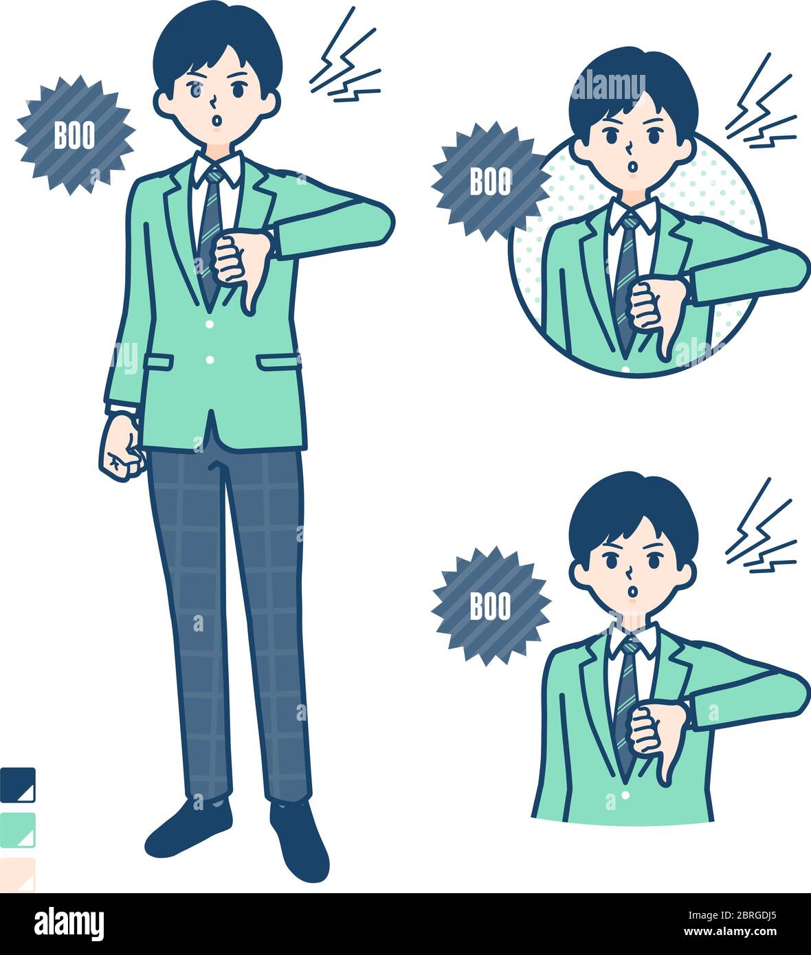 A student boy in a green blazer with Booing images. It's vector art so ...