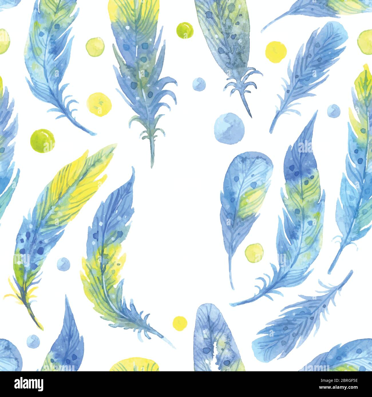 Watercolor seamless pattern with feathers. vector illustration Stock ...