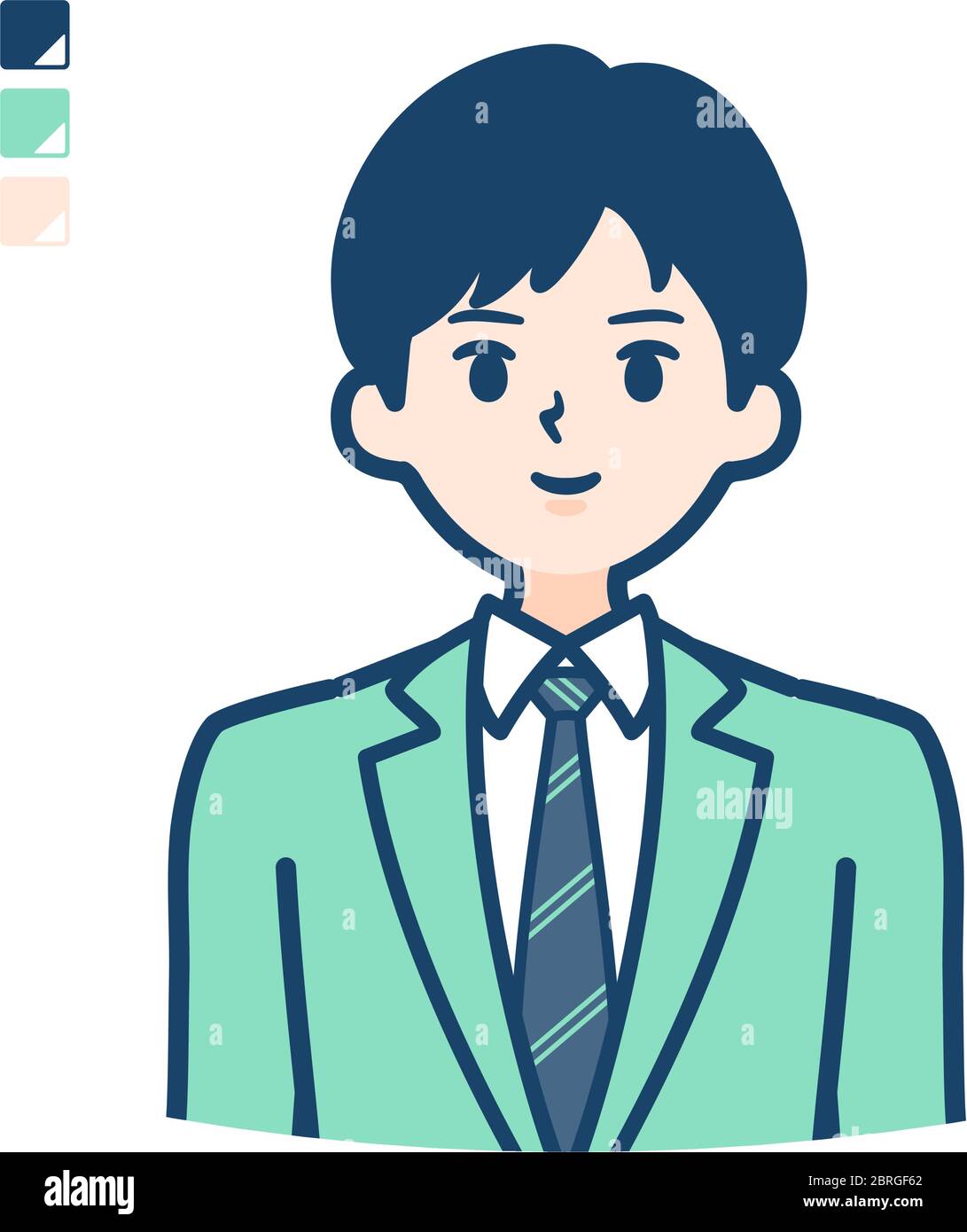 A student boy in a green blazer with upper body image. It's vector art ...