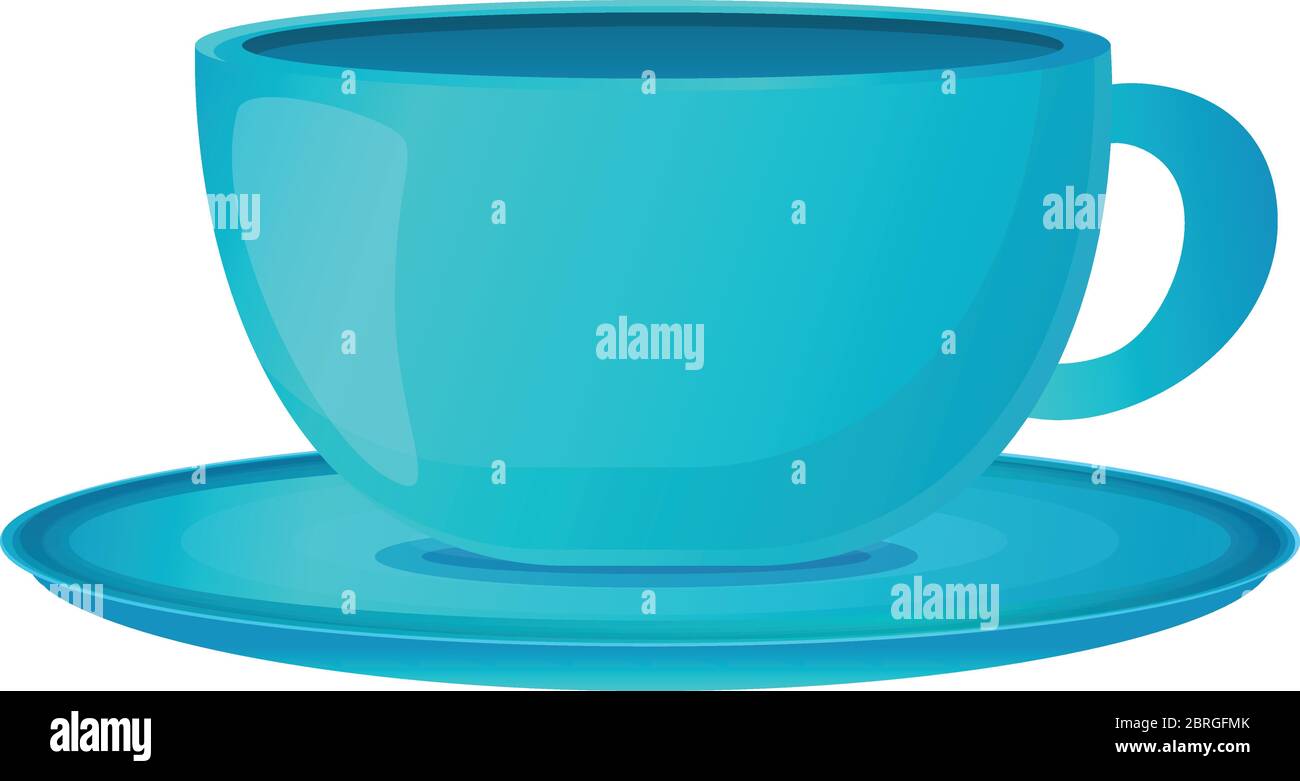 Tea cup with plate icon. Cartoon of tea cup with plate vector icon for ...