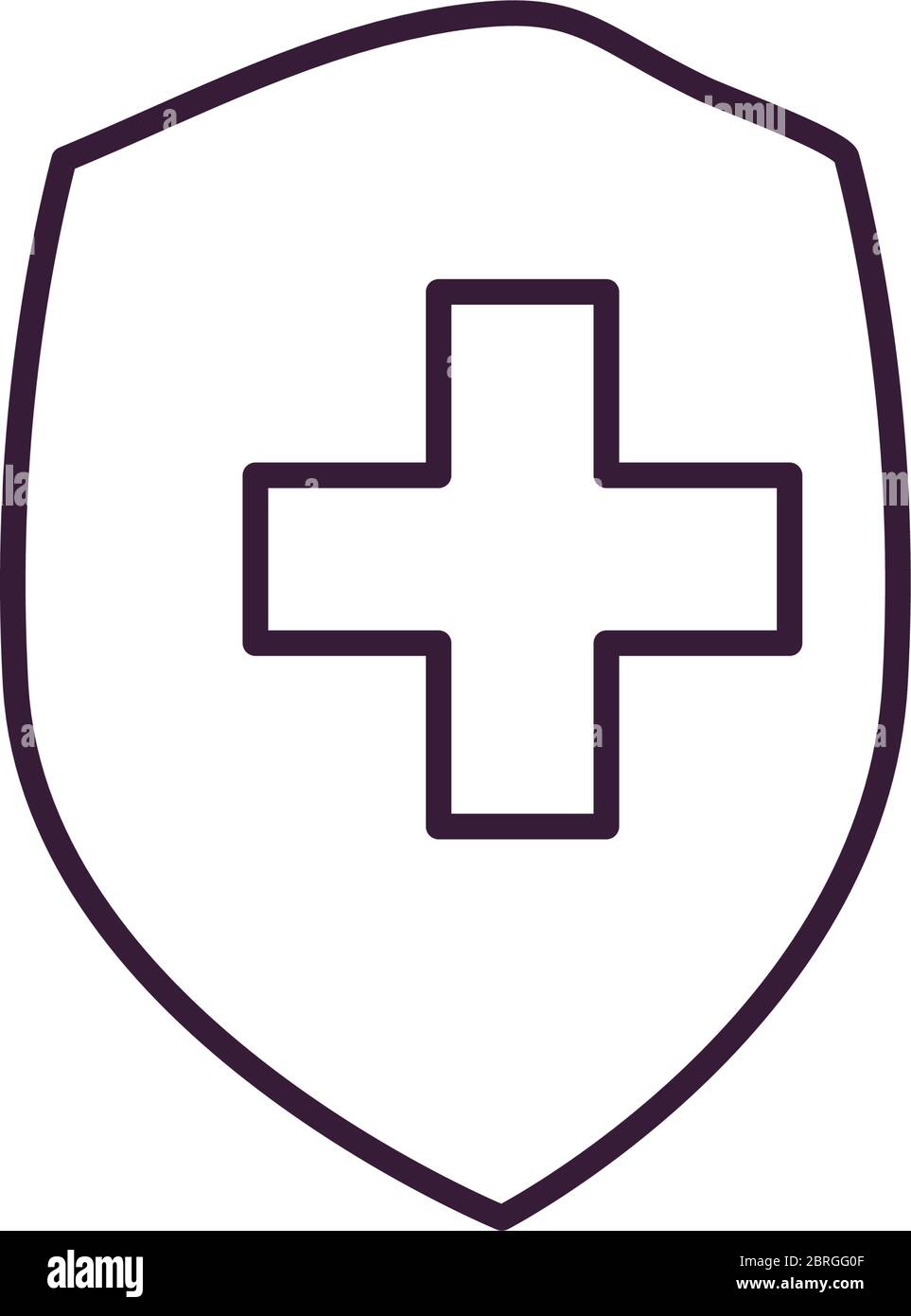 Cross inside shield line style icon design of Medical care health and ...