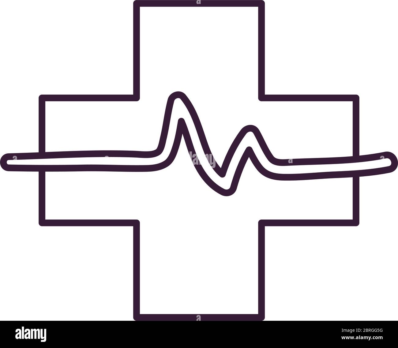 Cross with pulse line style icon design of Medical care health and ...