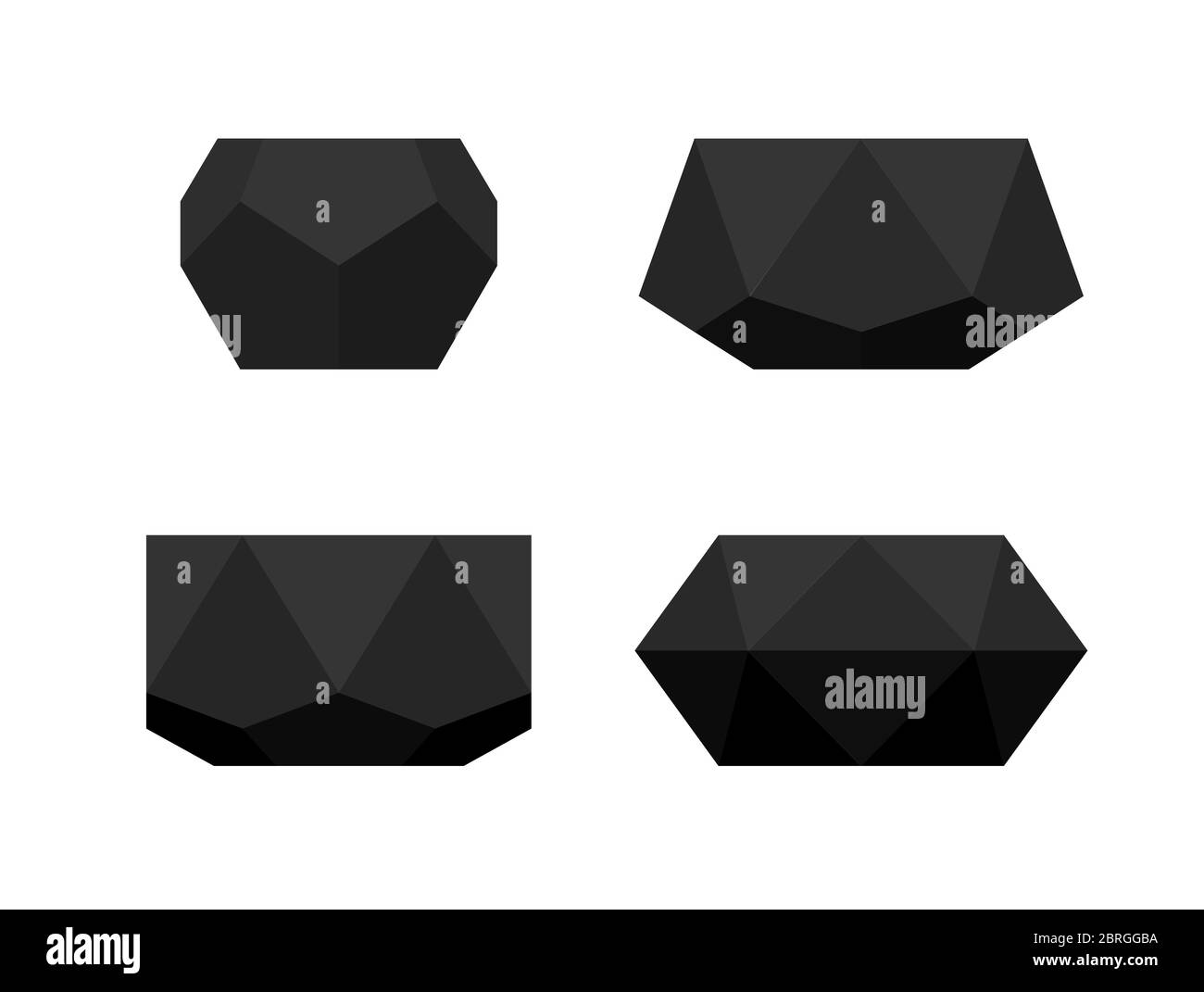 Set of black geometric flower pots. Vector isolated polyhedron ...