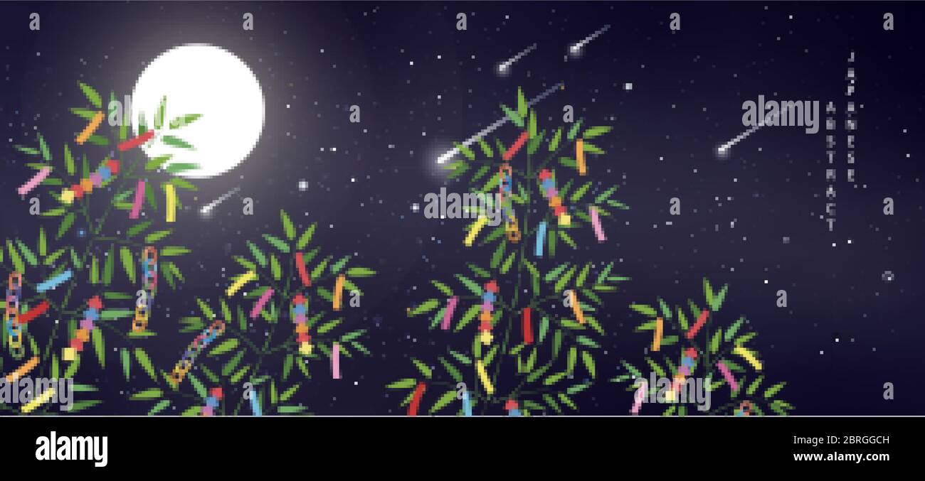 Oriental Japanese style abstract pattern background summer night starry ...