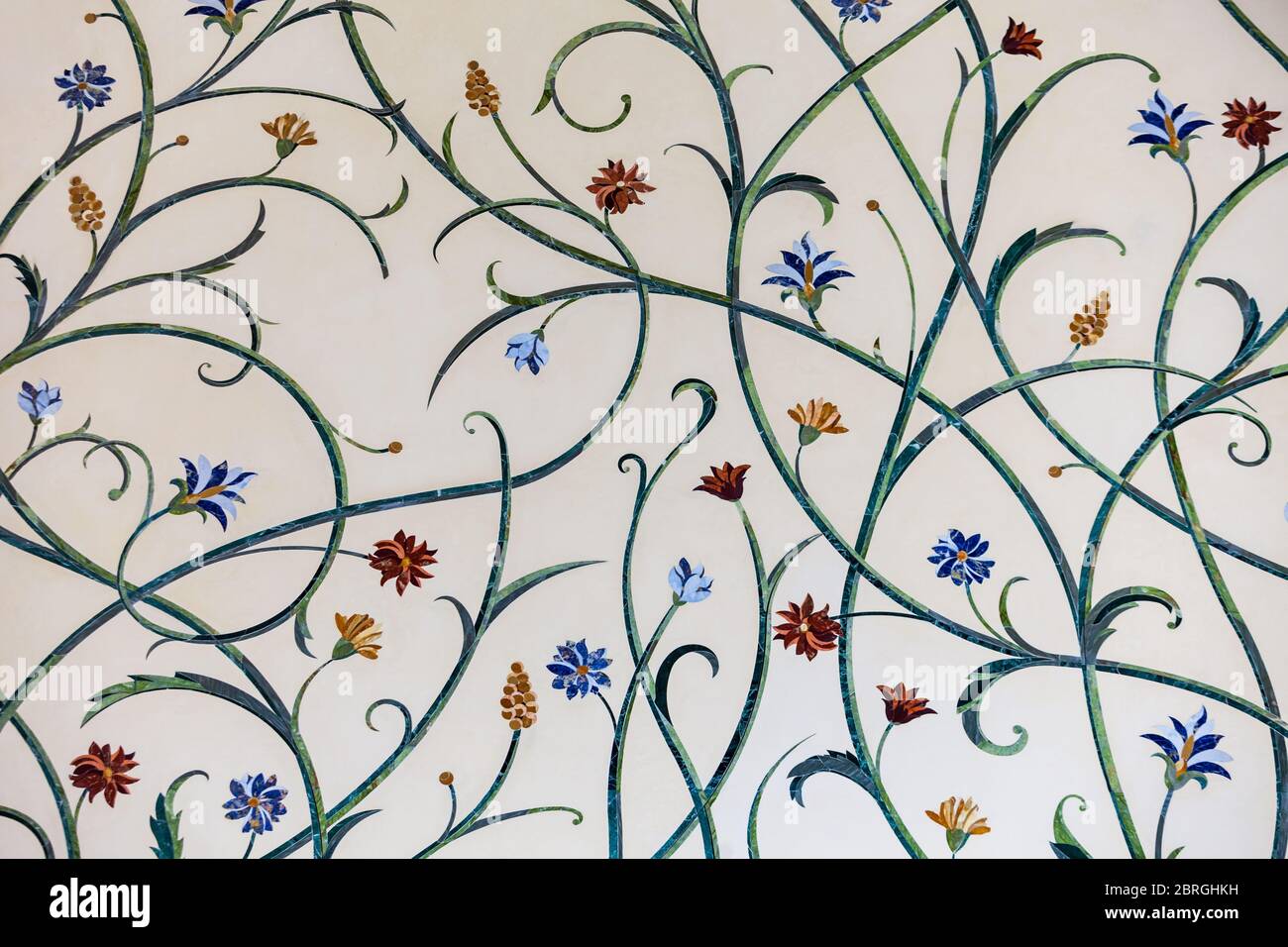 Floral pattern design on the wall of the Sheikh Zayed Grand Mosque, the ...