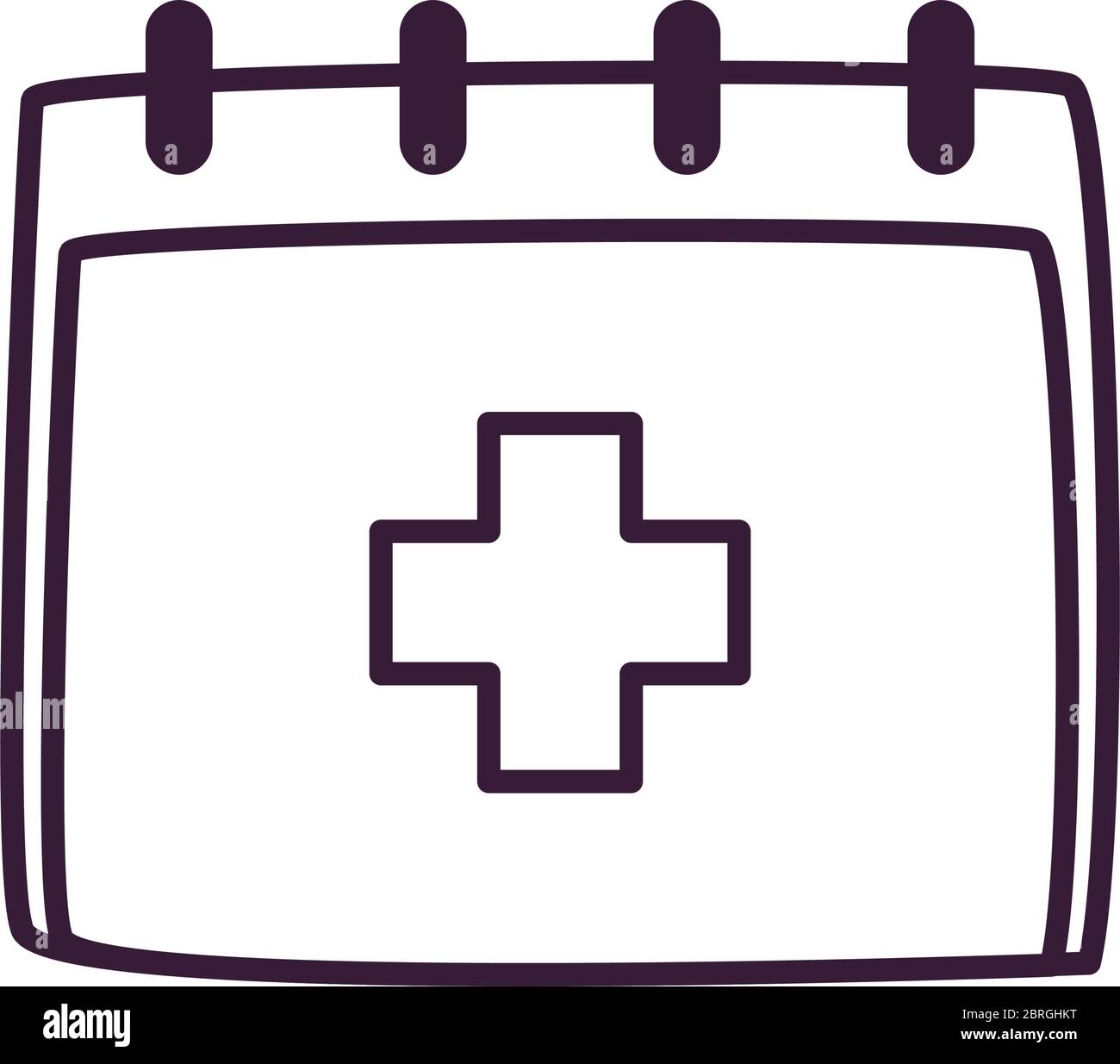 Cross inside calendar line style icon design of Medical care health and ...