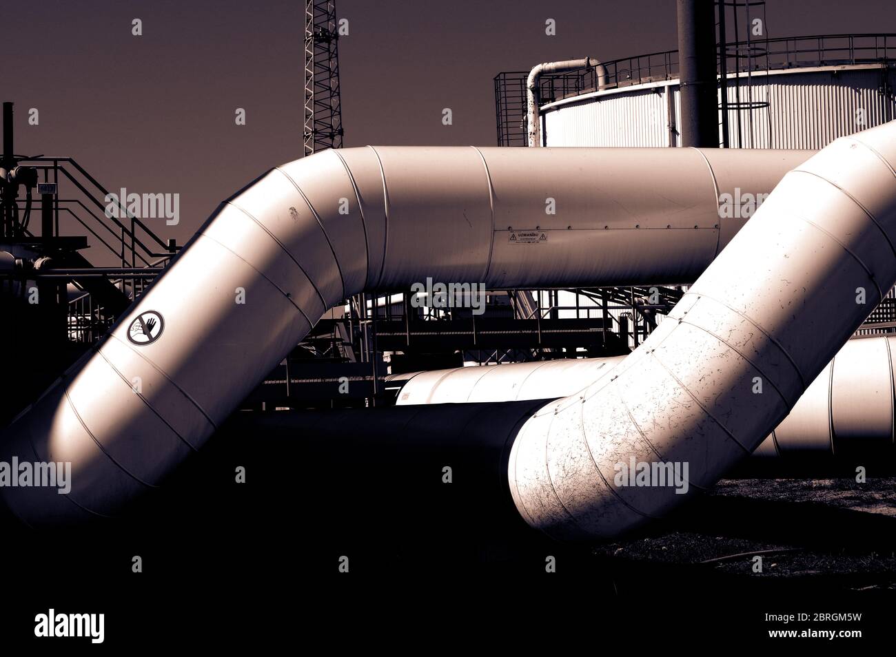 Pipeline and pipe rack of petroleum industrial plant. Offshore Industry ...