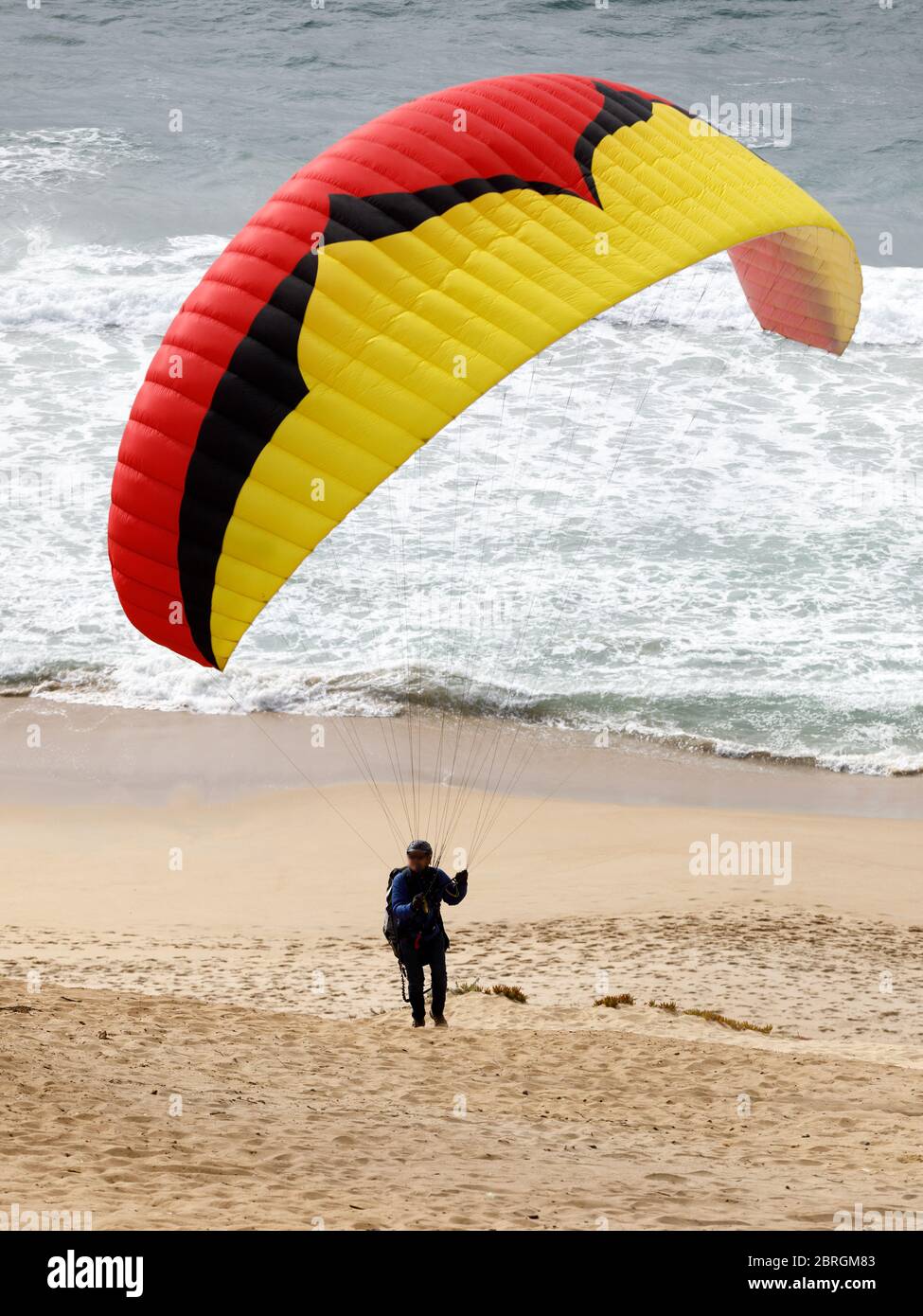 Paraglider ready to launch in Monterey Bay Stock Photo - Alamy