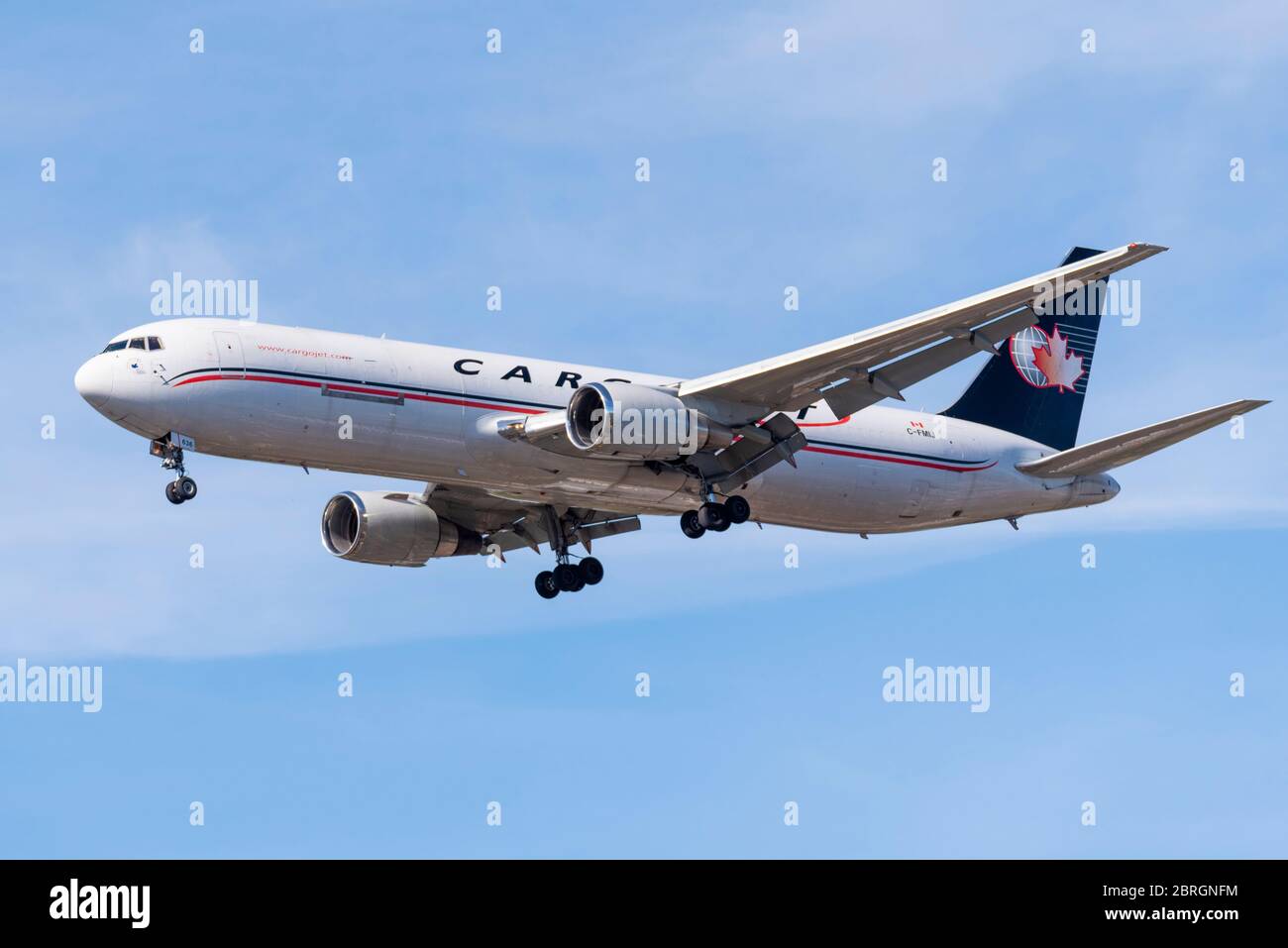 Cargojet Boeing 767 freighter jet airliner plane landing at London ...