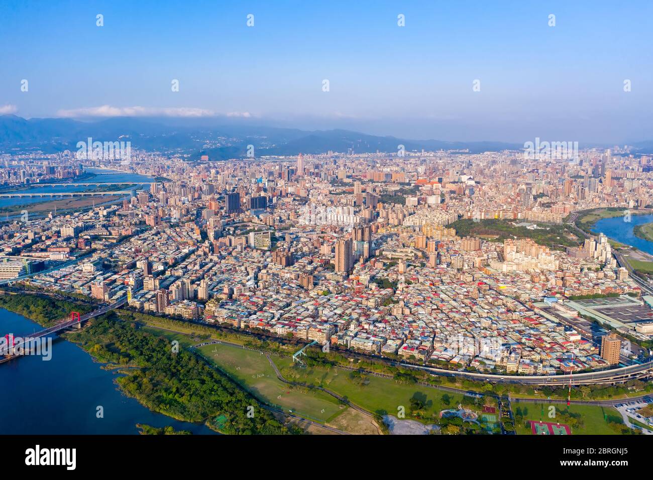 Taipei City Aerial View - Asia business concept image, panoramic modern ...