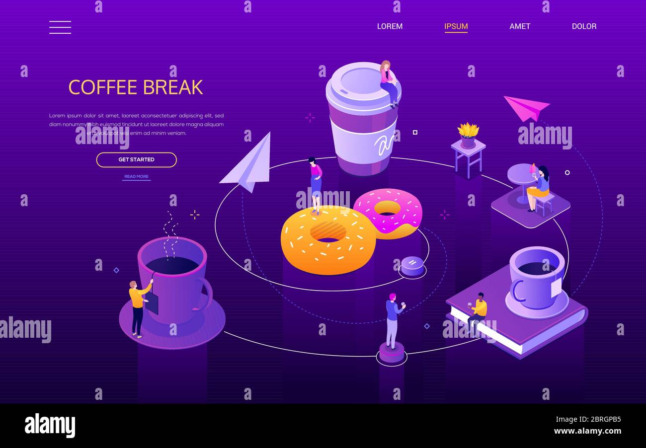 Coffee break - modern isometric vector web banner Stock Vector Image ...
