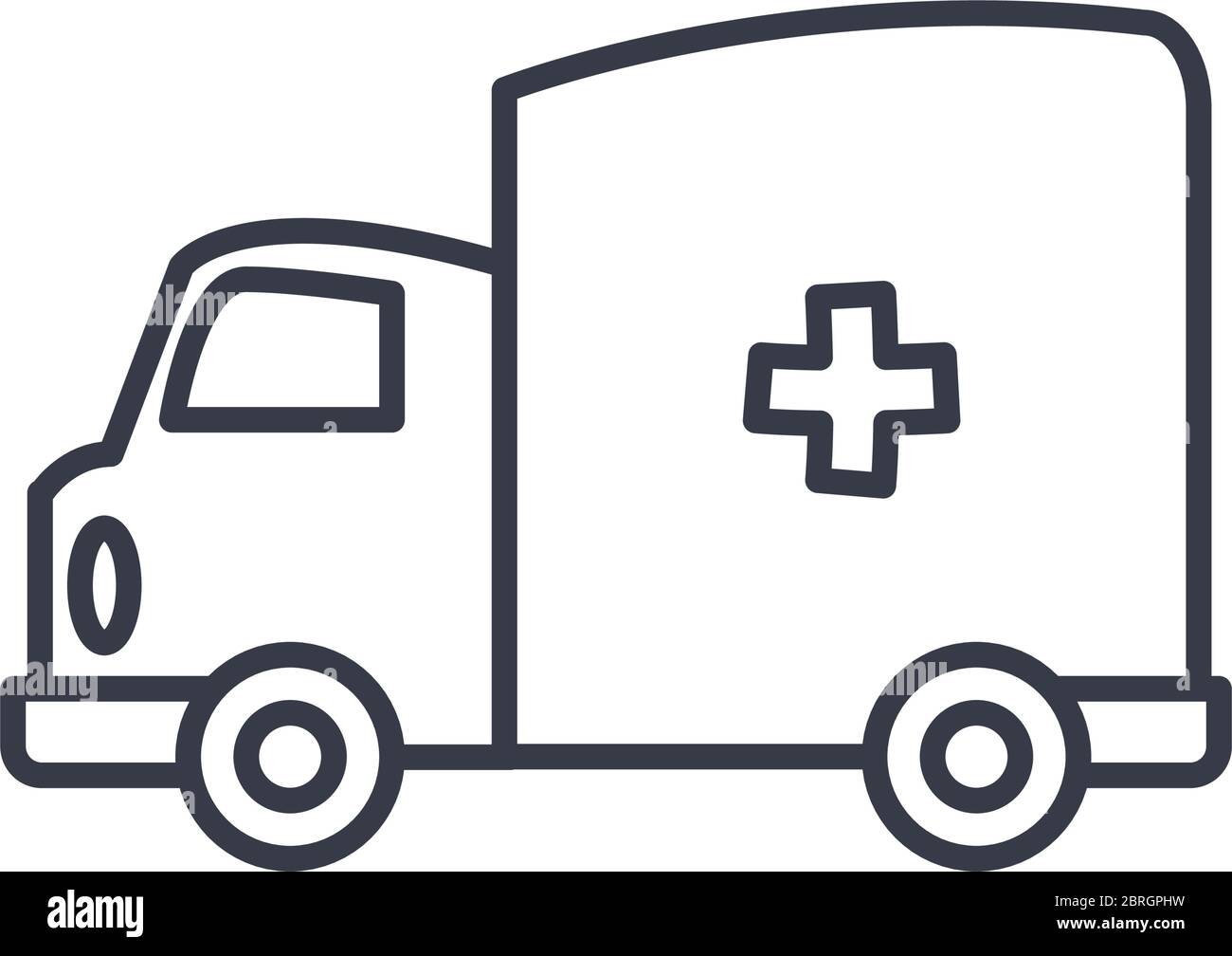 Cross inside ambulance line style icon design of Medical care health ...