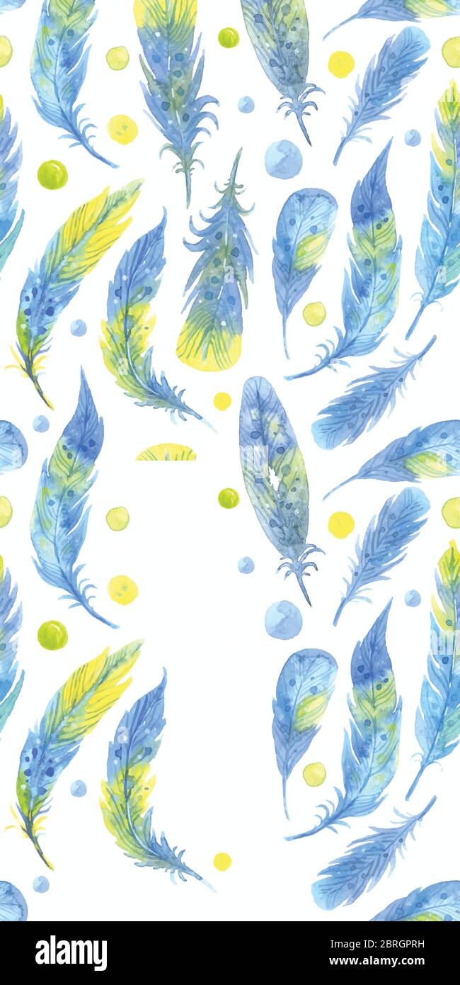 Watercolor seamless pattern with feathers. vector illustration Stock ...