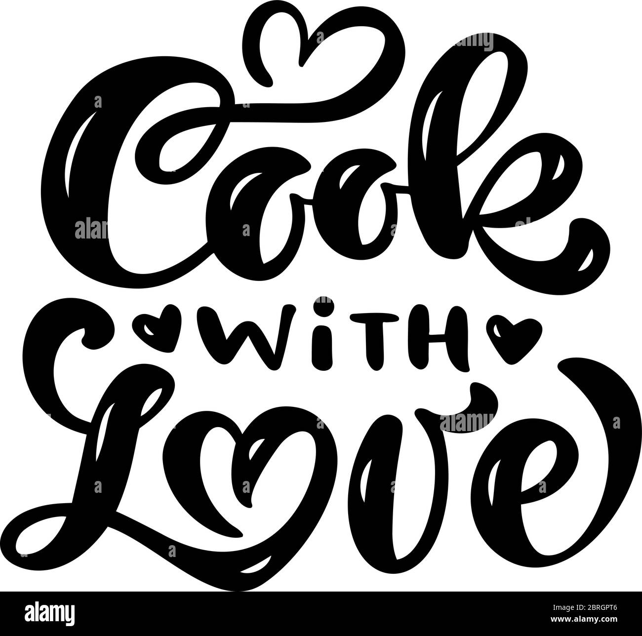 Cook with love calligraphy vector text for food blog. Hand drawn ...