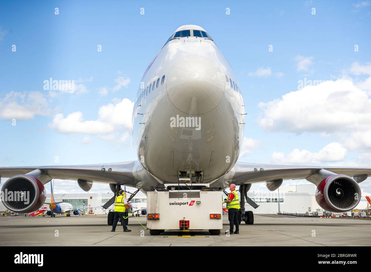 Glasgow, Scotland, UK. 21 May 2020. Pictured: Ground crew doing the ...