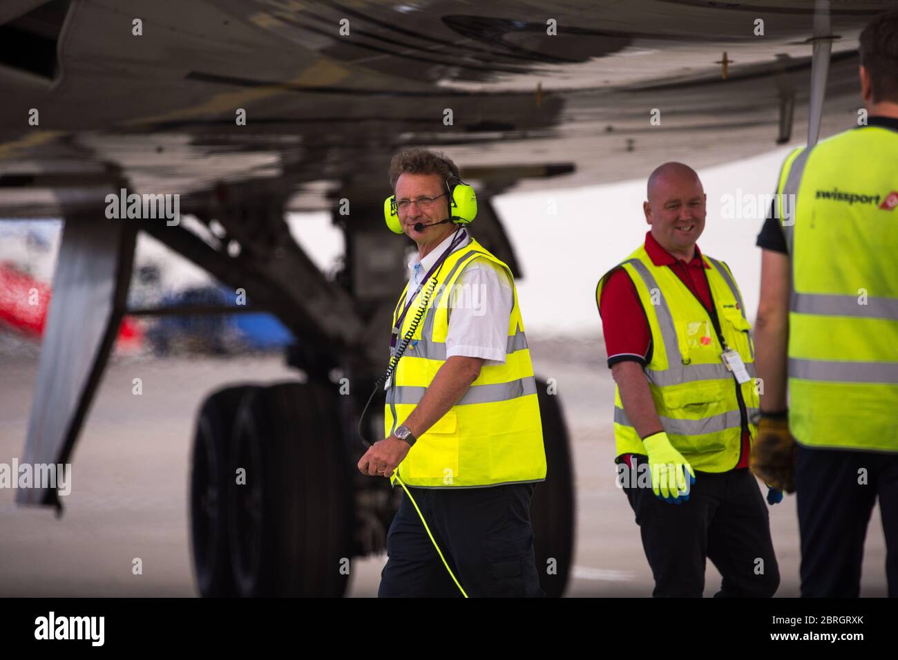 Glasgow, Scotland, UK. 21 May 2020. Pictured: Ground crew doing the ...