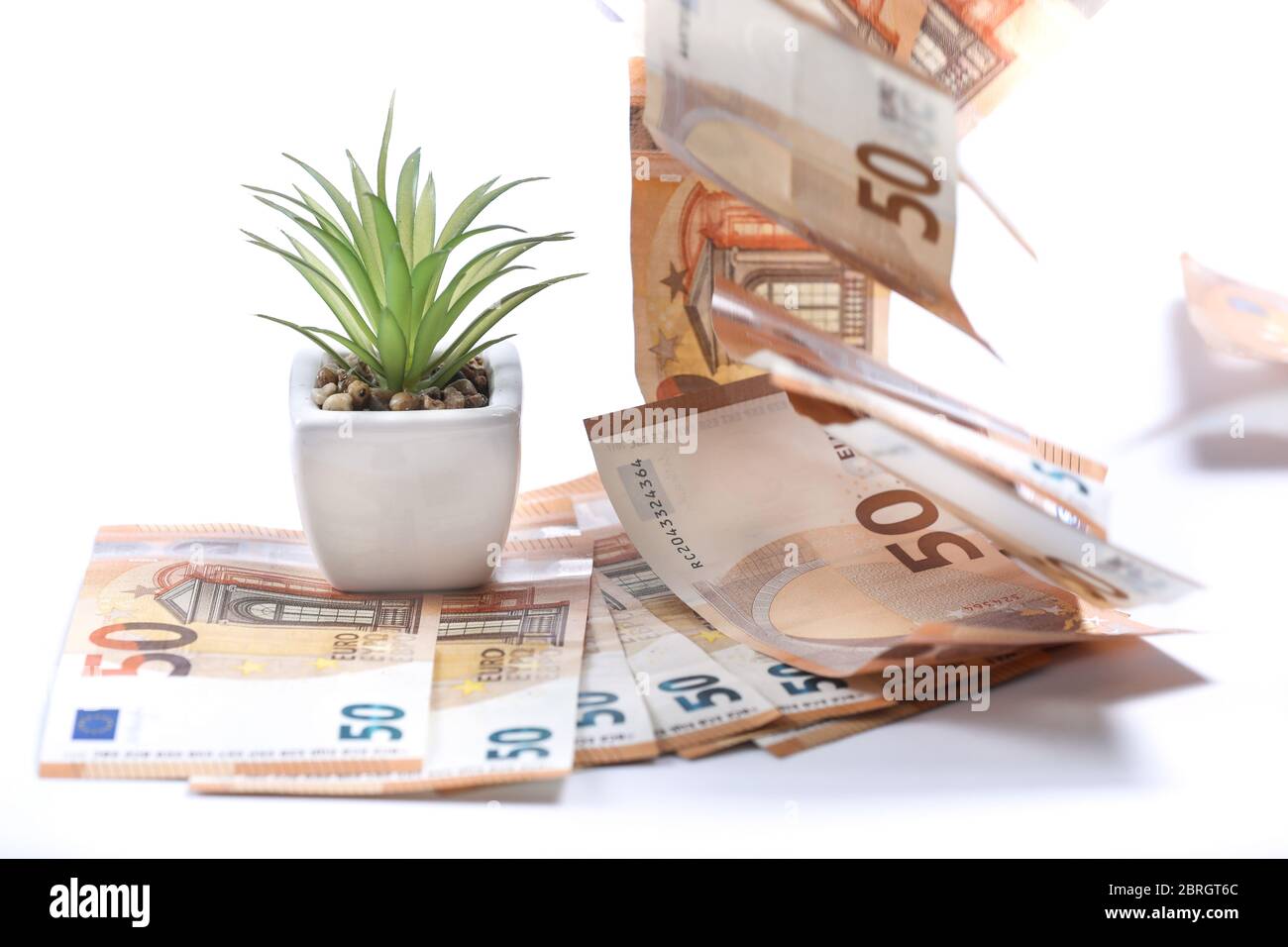 Stack of 50 euro banknotes isolated on a white background. Financial ...
