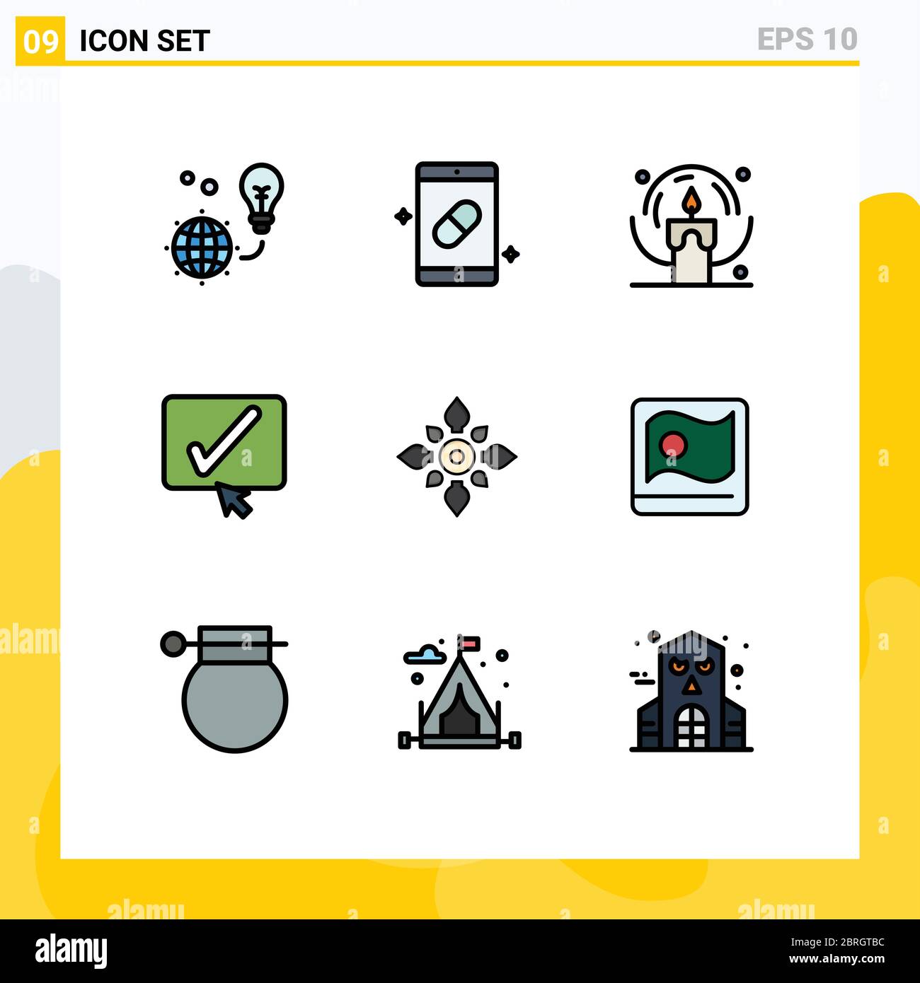 Set of 9 Modern UI Icons Symbols Signs for tick, black, medicine ...