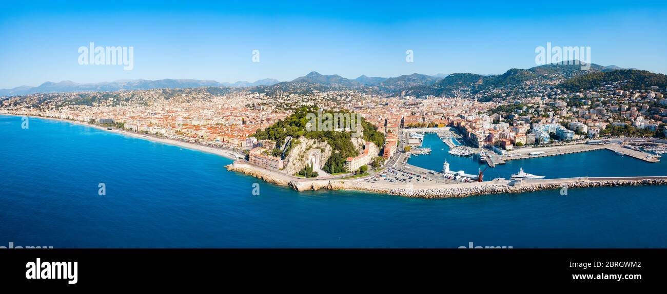 Nice aerial panoramic view. Nice is a city located on the French ...