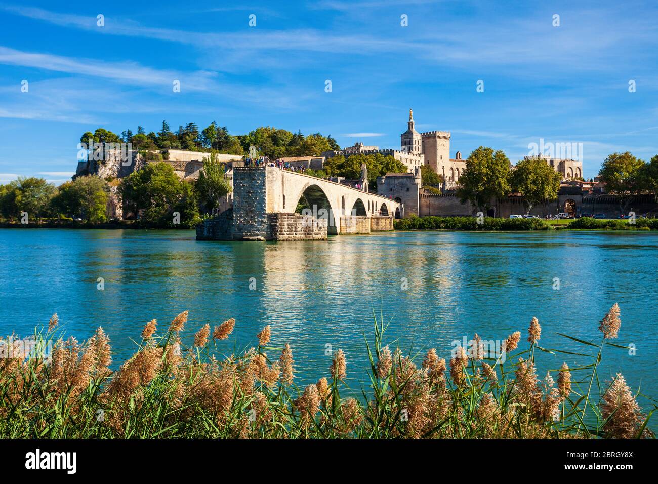 Pont Saint Benezet bridge, Palace of the Popes or Palais des Papes and ...