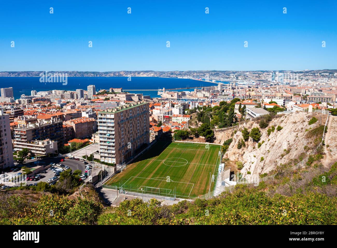 Marseille aerial panoramic view. Marseille is the second largest city ...