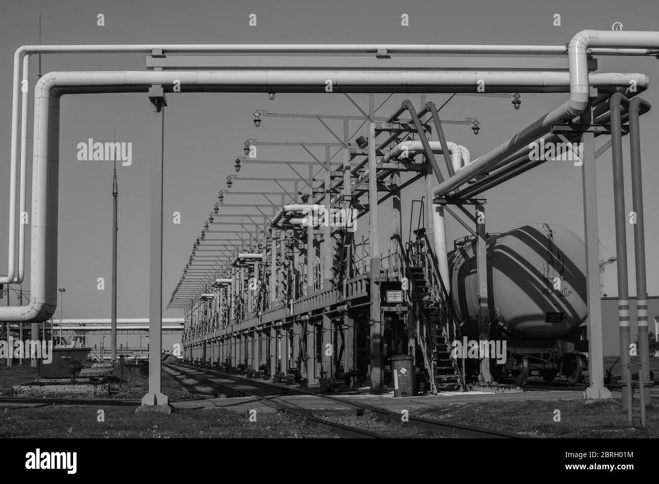 Pipeline and pipe rack of petroleum industrial plant. Offshore Industry ...
