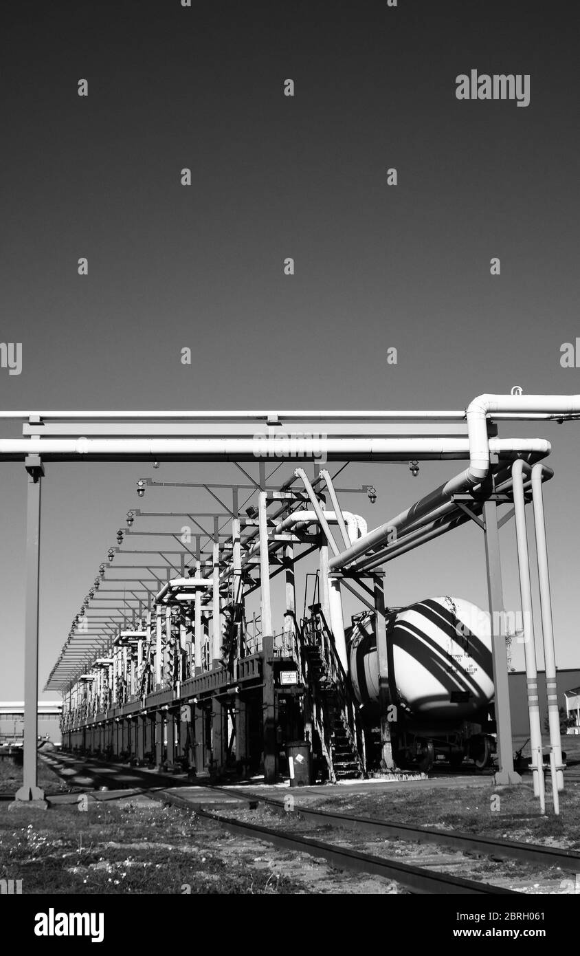 Pipeline and pipe rack of petroleum industrial plant. Offshore Industry ...