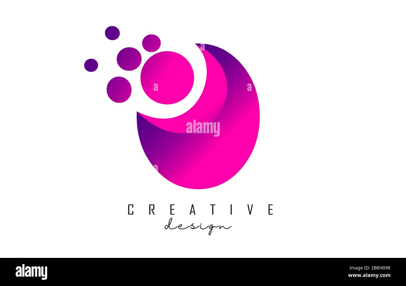 O Dots Letter Logo with Purple Pink Bubbles Vector Illustration. Dots ...
