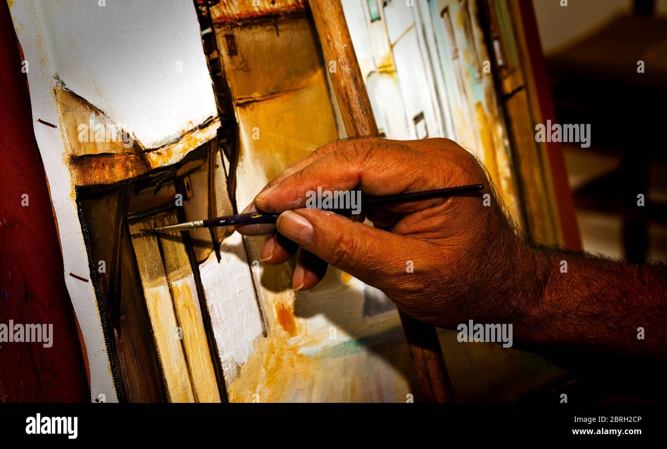 Old Age People Hands Painting and Drawing Stock Photo - Alamy