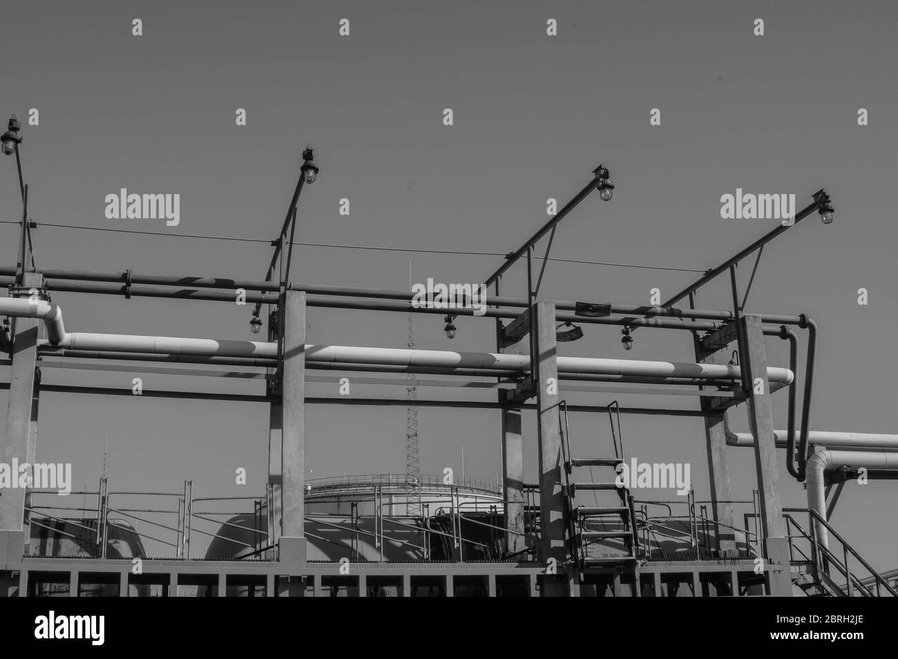 Pipeline and pipe rack of petroleum industrial plant. Offshore Industry ...
