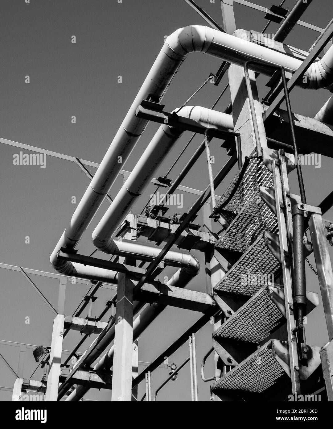 Pipeline and pipe rack of petroleum industrial plant. Offshore Industry ...