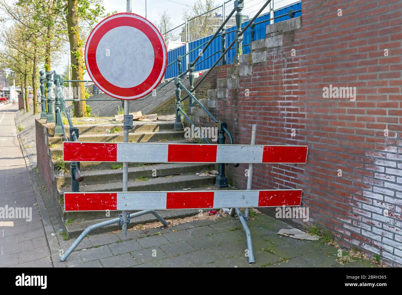 Closed Stairs No Access Construction Site Barrier Stock Photo - Alamy