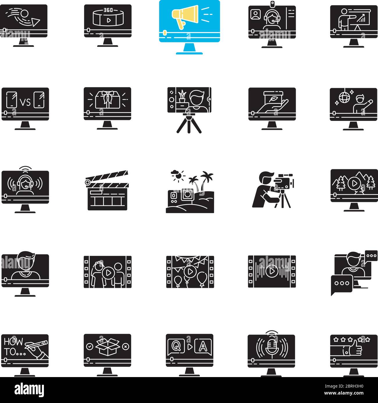 Animation media icons on black Stock Vector Images - Alamy