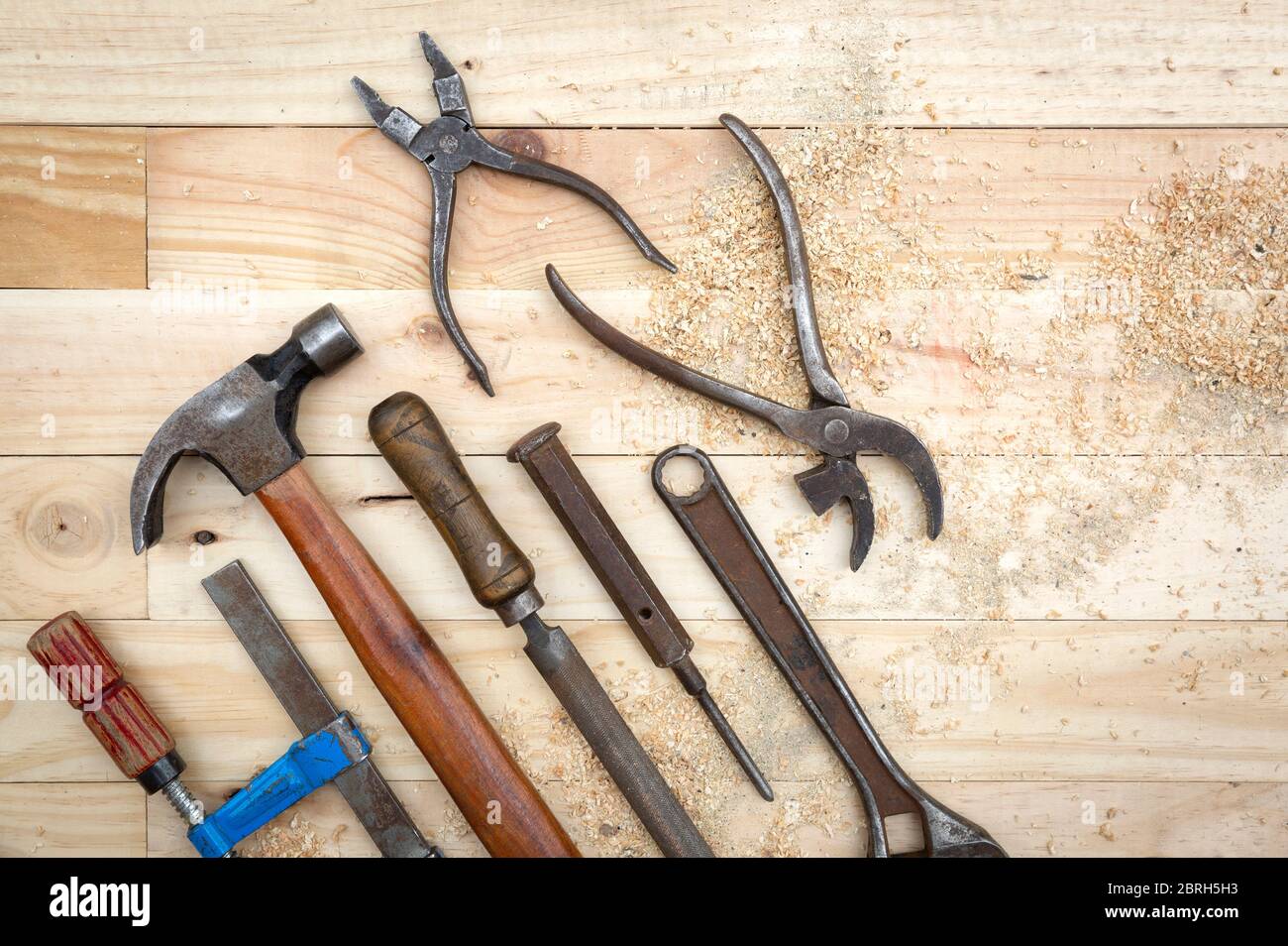 Old workbench old work tools hi-res stock photography and images - Alamy