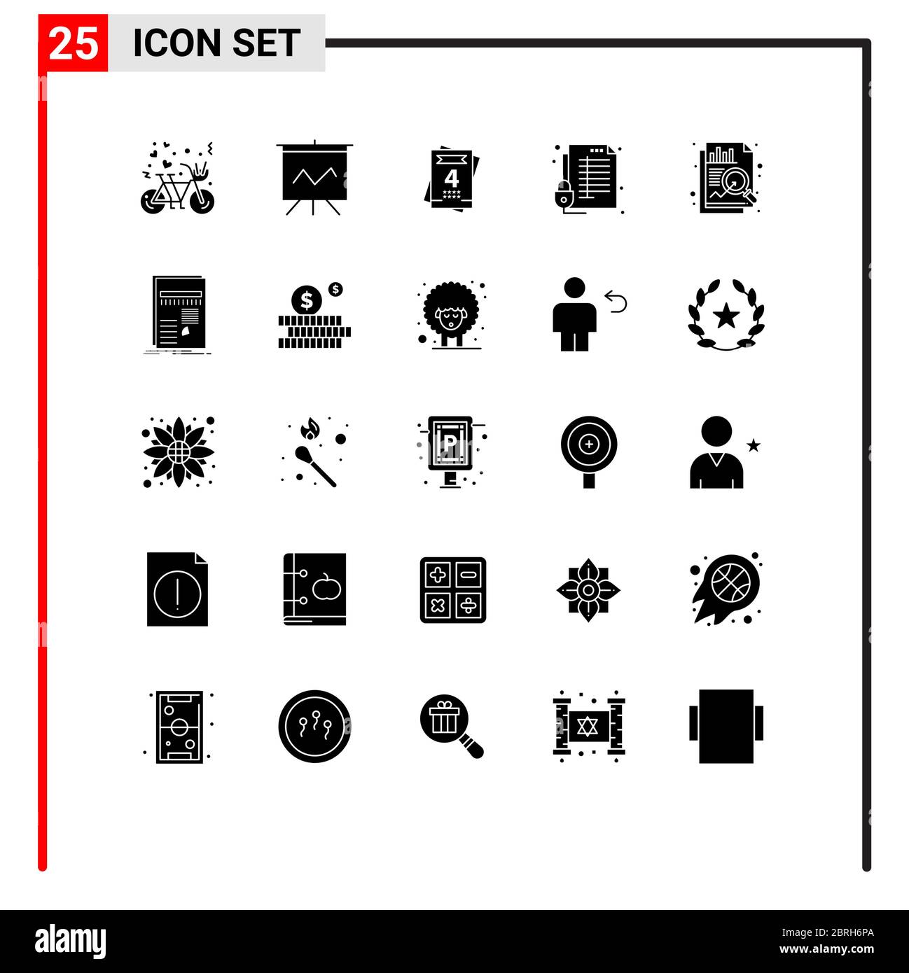 Stock Vector Icon Pack of 25 Line Signs and Symbols for chart, secure ...